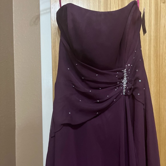 Impressions | Dresses | Plum Floor Length Beaded Dress | Poshmark